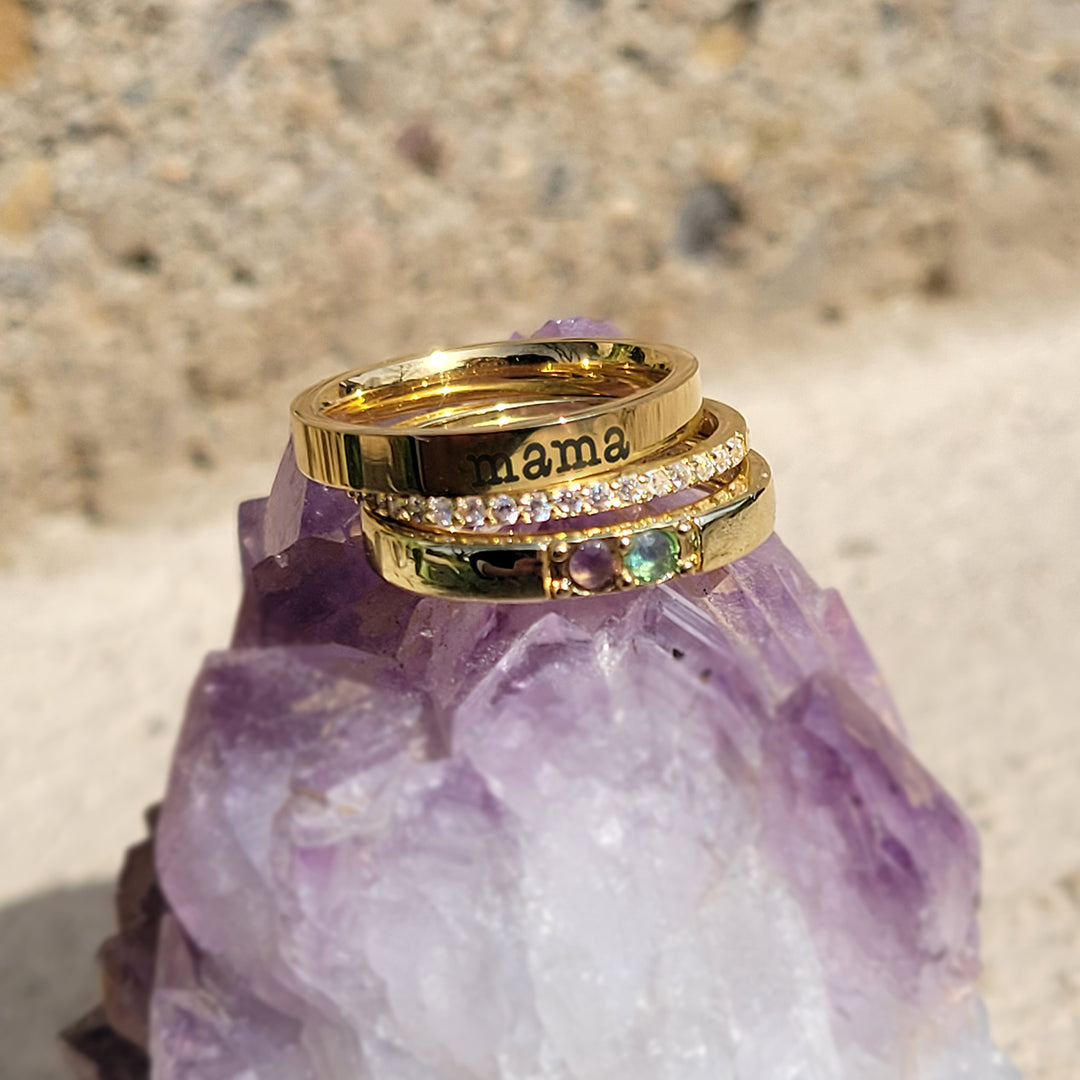 Personalized Birthstones Stacking Name Rings – Mint & Lily